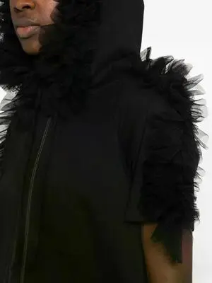 Noir Kei Ninomiya Ruffled Tulle Trimmed Hoodie
