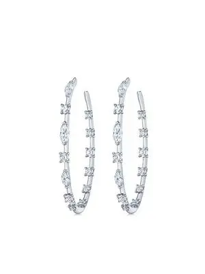 Kwiat 18kt White Gold Diamond Hoop Earrings - Silver