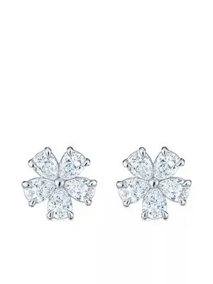 Kwiat Cluster Floral Diamond Stud Earrings - Silver