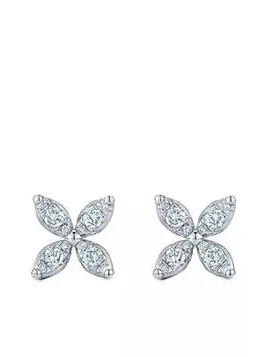 Kwiat 18kt White Gold Sunburst Diamond Earrings - Silver