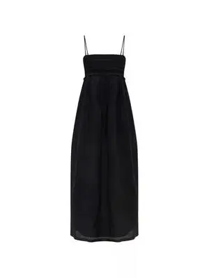 Posse Danielle Embroidered Ruffled Cotton Midi Dress - Black