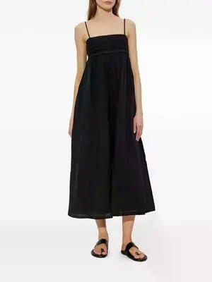 Posse Danielle Embroidered Ruffled Cotton Midi Dress - Black