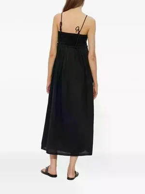 Posse Danielle Embroidered Ruffled Cotton Midi Dress - Black