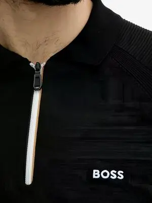 BOSS Zip-fastening Raglan-sleeve Polo Shirt