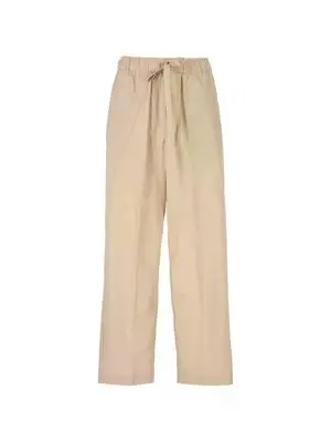 EMMA E GAIA Drawstring Waist Pressed-crease Trousers - Neutrals