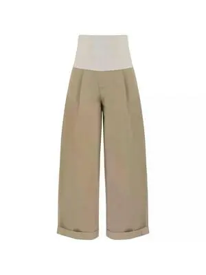 DARKPARK Wendy Pleated Turn-up Trousers - Neutrals