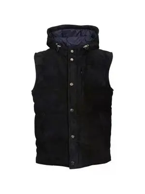 AL DUCA D’AOSTA 1902 Quilted Suede Hooded Gilet - Blue