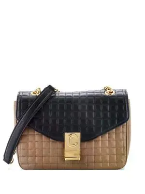 Celine Quilted Leather Medium Shoulder Bag With Gold Tone Hardware