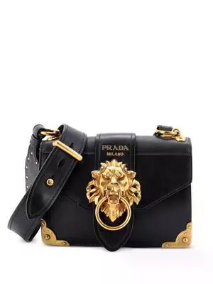 Prada Animalier Cahier Leather Small Crossbody Bag - Black