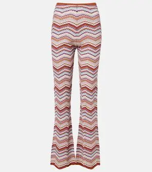 Rixo Rixo Boni Chevron Cotton Flared Trousers Multicoloured