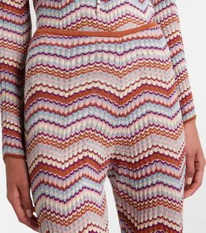 Rixo Boni Chevron Cotton Flared Trousers - Multicoloured