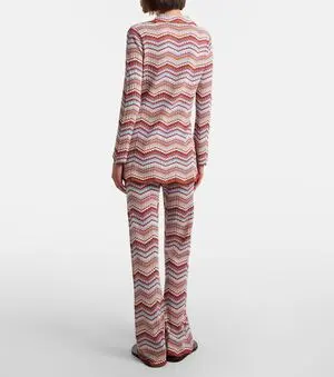 Rixo Boni Chevron Cotton Flared Trousers - Multicoloured