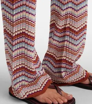 Rixo Boni Chevron Cotton Flared Trousers - Multicoloured