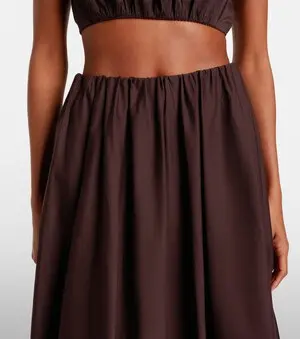 Staud Milano Pleated Cotton-blend Maxi Skirt