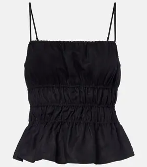 Staud Ayla Linen Crop Top - Black