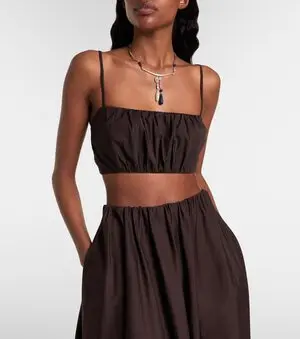 Staud Fiore Cotton Crop Top - Brown