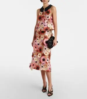 Dorothee Schumacher Blooming Meadow Silk-trimmed Top - Multicoloured