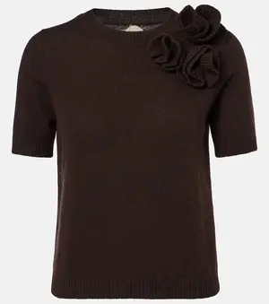 Jardin Des Orangers Floral Appliqué Wool And Cashmere Sweater - Brown