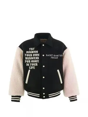 SAINT MXXXXXX X Cactus Plant Flea Market Varsity Jacket - Black