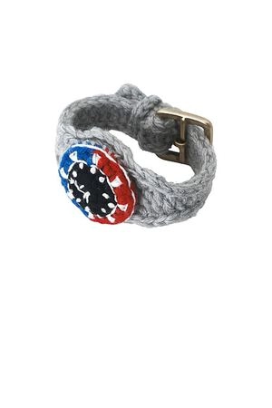 RICE NINE TEN Hand-knit Watch Motif Bracelet - Blue & Red