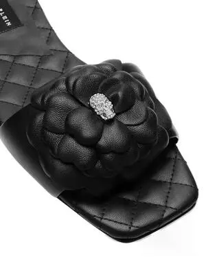 Philipp Plein Leather Flower Detail Sandals