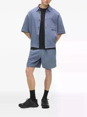 Karl Lagerfeld Crinkled-texture Short-sleeve Shirt - Blue