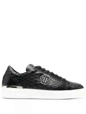 Philipp Plein Textured Snakeskin Effect Low-top Sneakers - Black