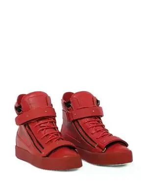 GIUSEPPE ZANOTTI Zip Detail Hi-top Sneakers - Red