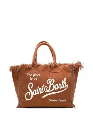 MC2 SAINT BARTH Logo Print Canvas Tote Bag - Brown