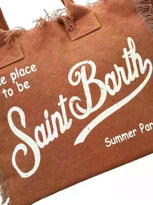 MC2 SAINT BARTH Logo Print Canvas Tote Bag - Brown