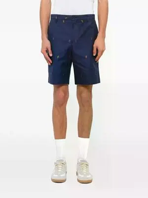 Kenzo Badge Embroidered Chino Shorts - Blue