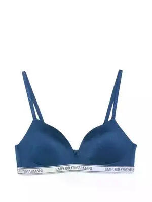 Emporio Armani Logo-tape Triangle Bra - Blue