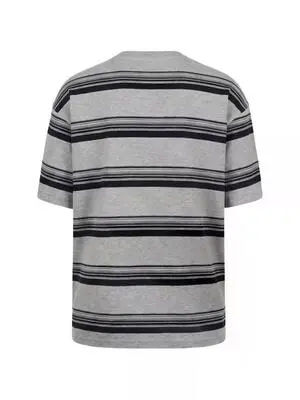 Comme Des Garçons Striped-print Chest-pocket T-shirt - Grey