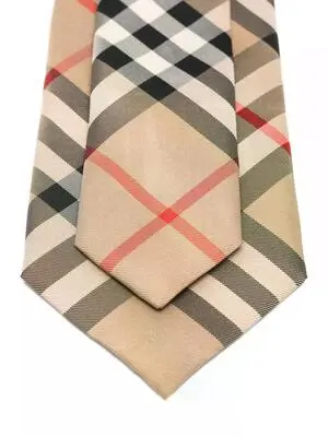 Burberry Check Pattern Neck Tie - Neutrals