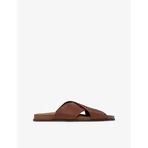 JIMMY CHOO Sol Leather Slides - Cigar