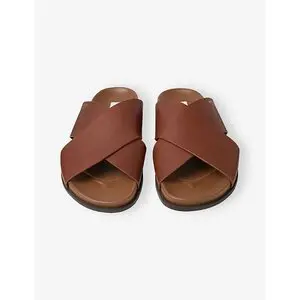 JIMMY CHOO Sol Leather Slides - Cigar