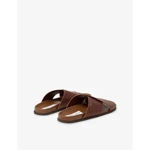 JIMMY CHOO Sol Leather Slides - Cigar