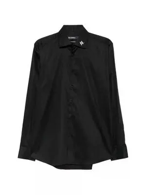 Karl Lagerfeld Logo-embroidered Long-sleeve Shirt - Black