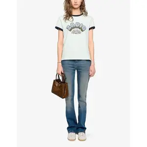 Zadig&Voltaire Branded Print Cotton-jersey T-shirt - Light Jade