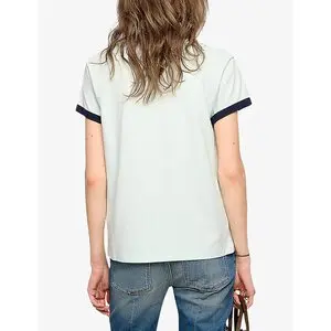 Zadig&Voltaire Branded Print Cotton-jersey T-shirt - Light Jade