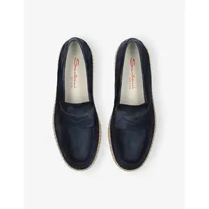 Santoni Carlo Suede Espadrille Loafers - Navy