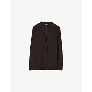 JOSEPH Gladi V-neck Relaxed-fit Silk Cardigan - Espresso
