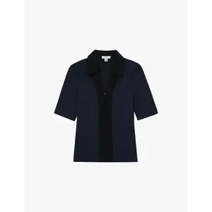 REISS Colour-block Stretch-knit Polo