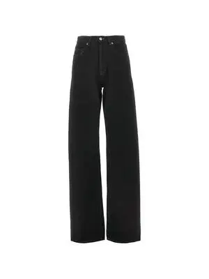 Saint Laurent Contrast Stitch Wide-leg Jeans - Black