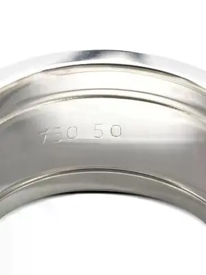 Cartier 18kt White Gold Engraved Logo Wide Band Ring - Silver