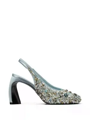 Tory Burch Embellished Peep-toe Slingback Pumps