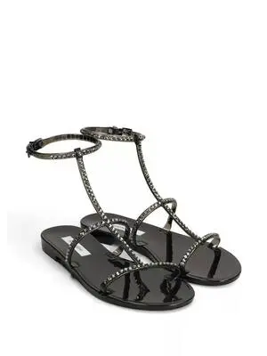 Menghi Crystal-embellished T-bar Sandals - Black