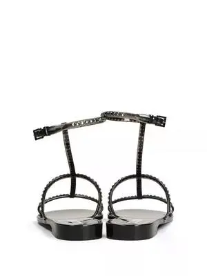 Menghi Crystal-embellished T-bar Sandals - Black
