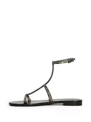 Menghi Crystal-embellished T-bar Sandals - Black
