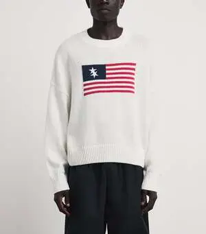 COLE BUXTON Two-star Flag Crew Neck Sweater